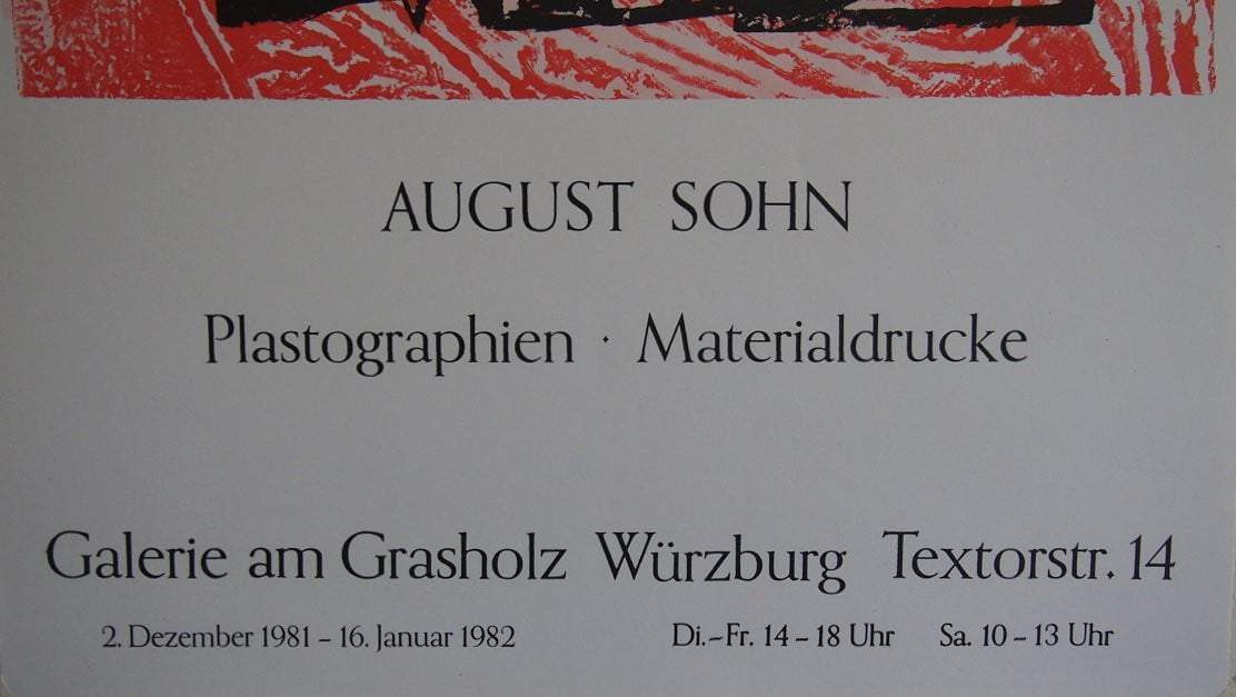 August Sohn - Original Artist Poster 1982 – Art & Vintage Store Ltd